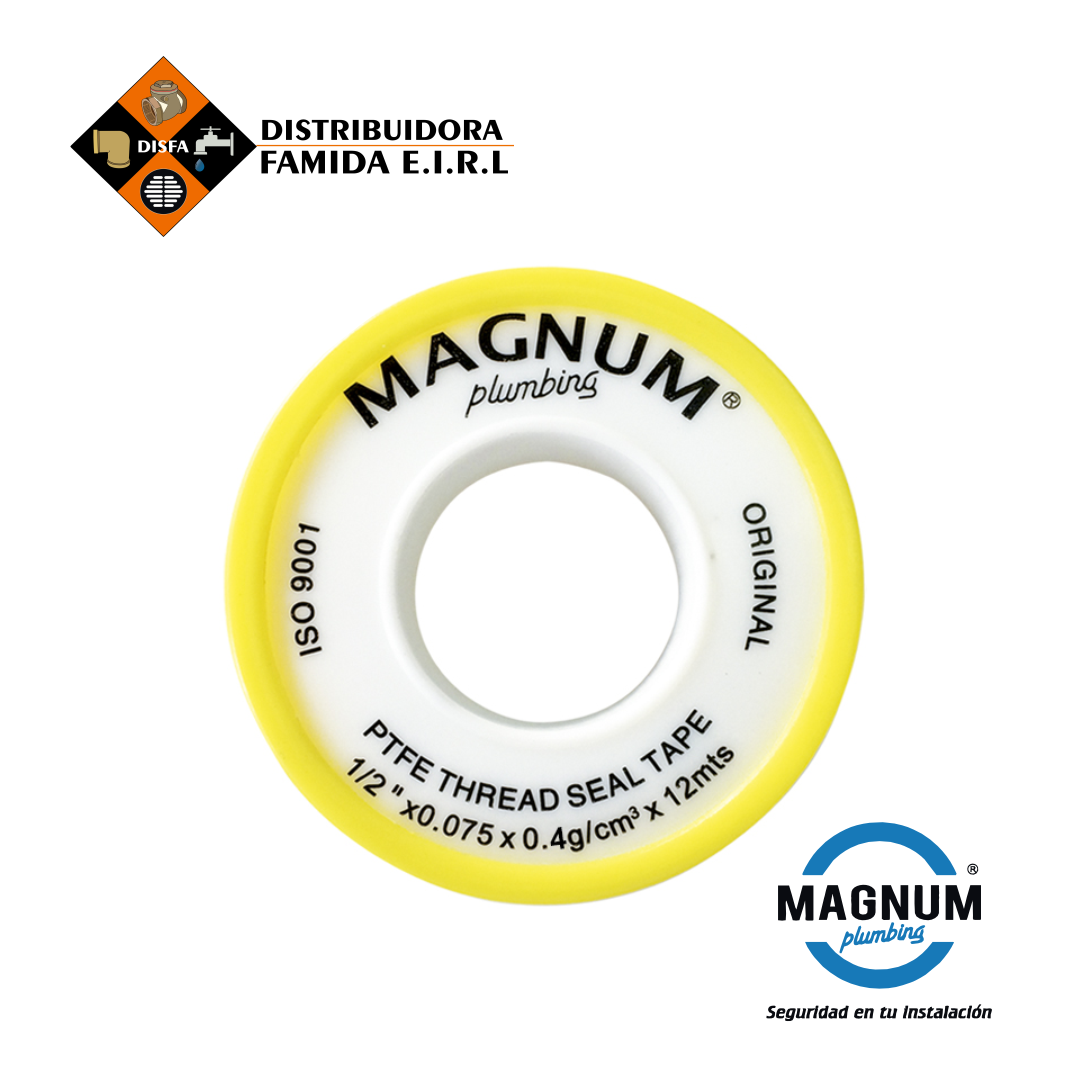 CINTA TEFLON MAGNUM 1/2″*0.075*0.8G/CM*6.6MTS PARA GAS AMARILLA ...